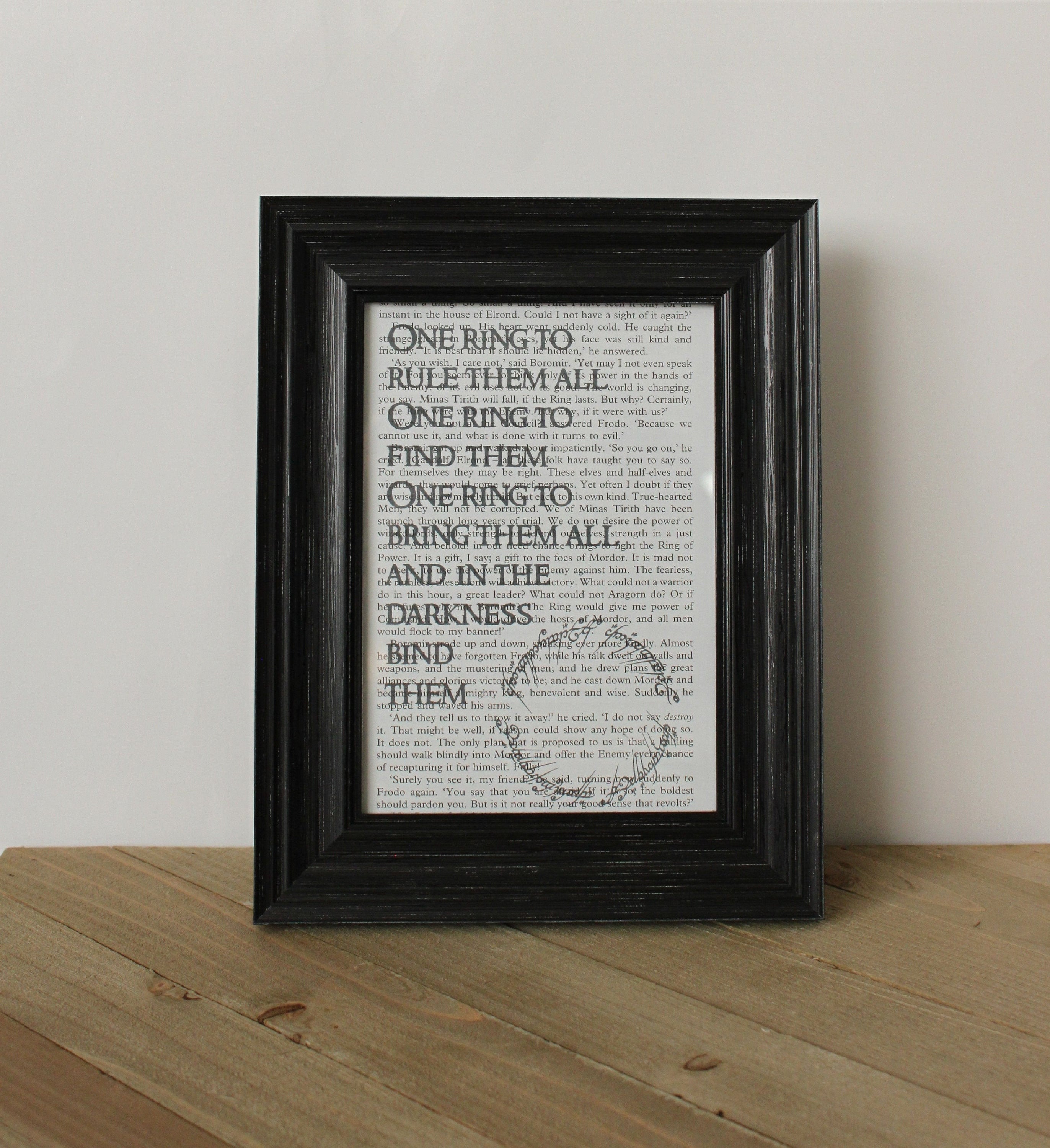 LOTR "One Ring To Rule Them All" Book Page Art Print – For The Love of ...