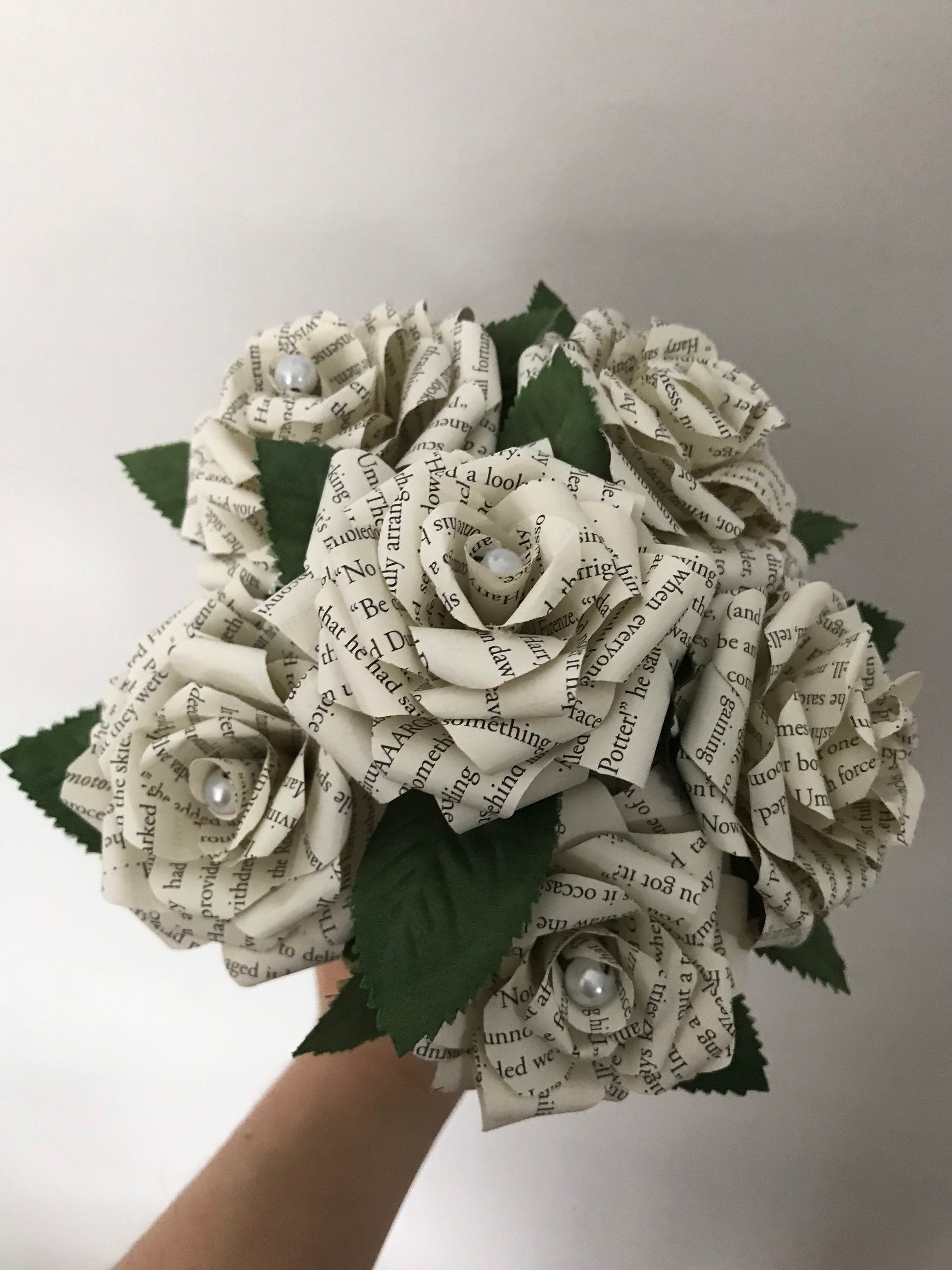 Book Page Paper Rose Bouquet – For The Love of Books Shop